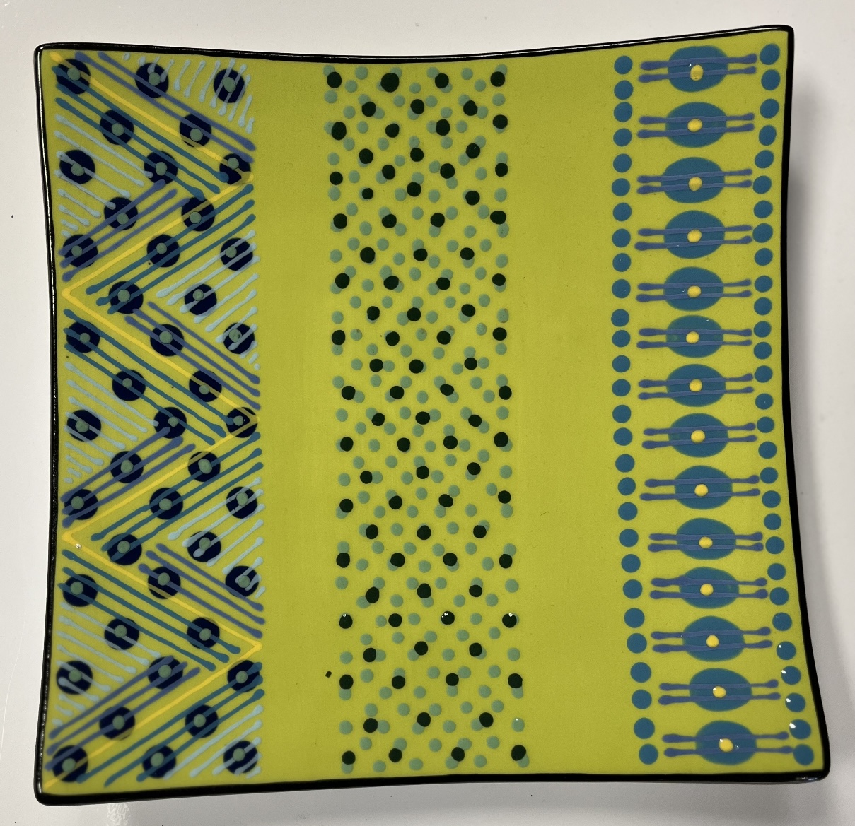 Green & Blue Square Plate | Potter’s Workshop, South Africa – Zawadi